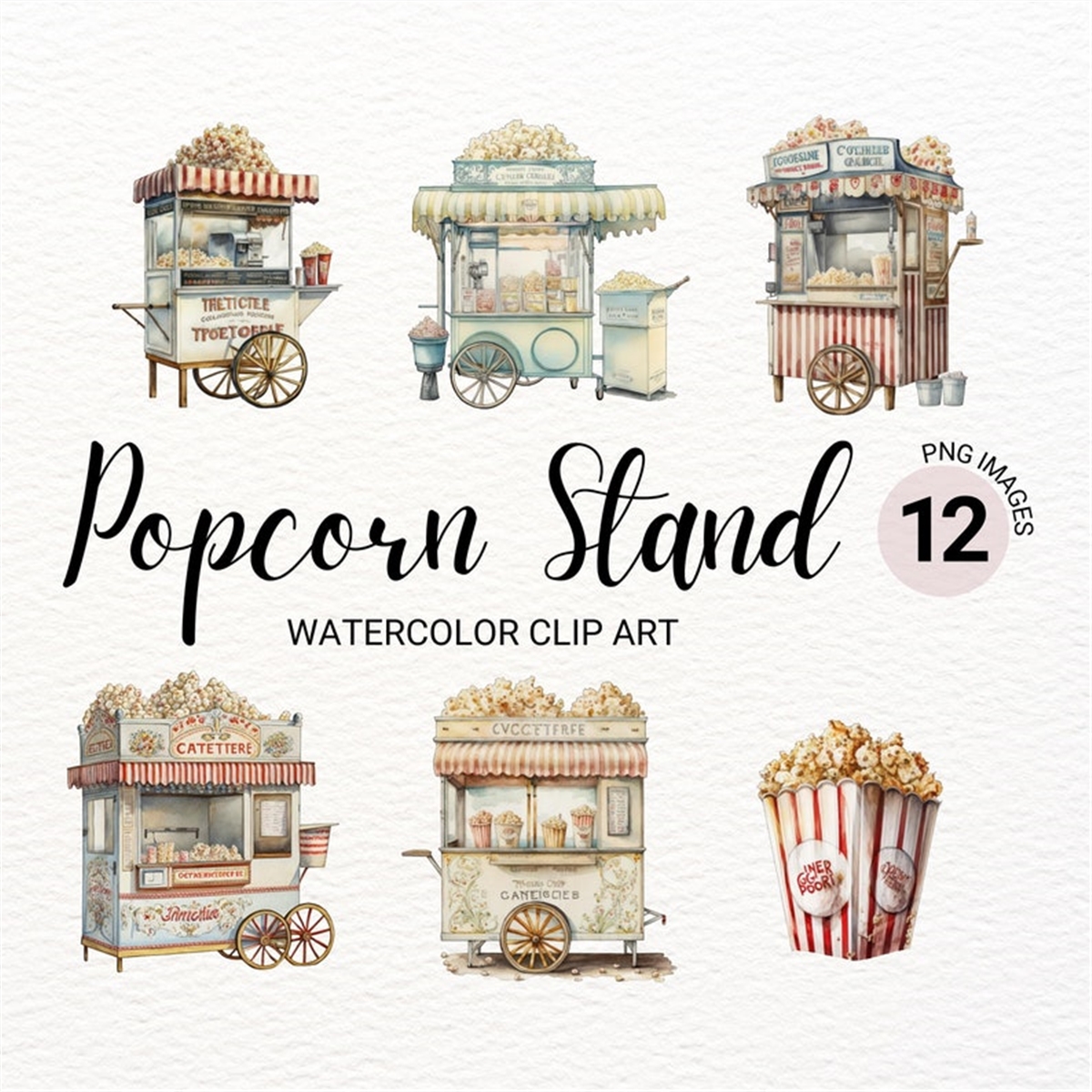 Popcorn Stand Clipart | Popcorn PNG | Movie Night Clipart | | Inspire ...