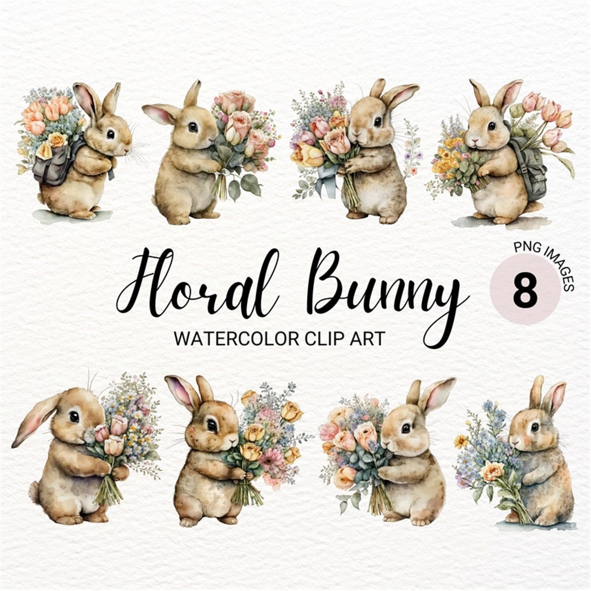 Spring Bunny Nursery Clipart | Easter Bunny Clipart | Floral | Inspire ...