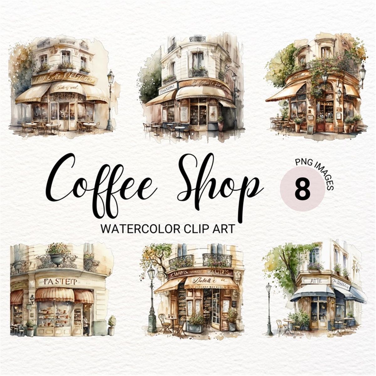 Coffee Shop Clipart | Parisian Cafe Clipart | Watercolor Cof - Inspire ...