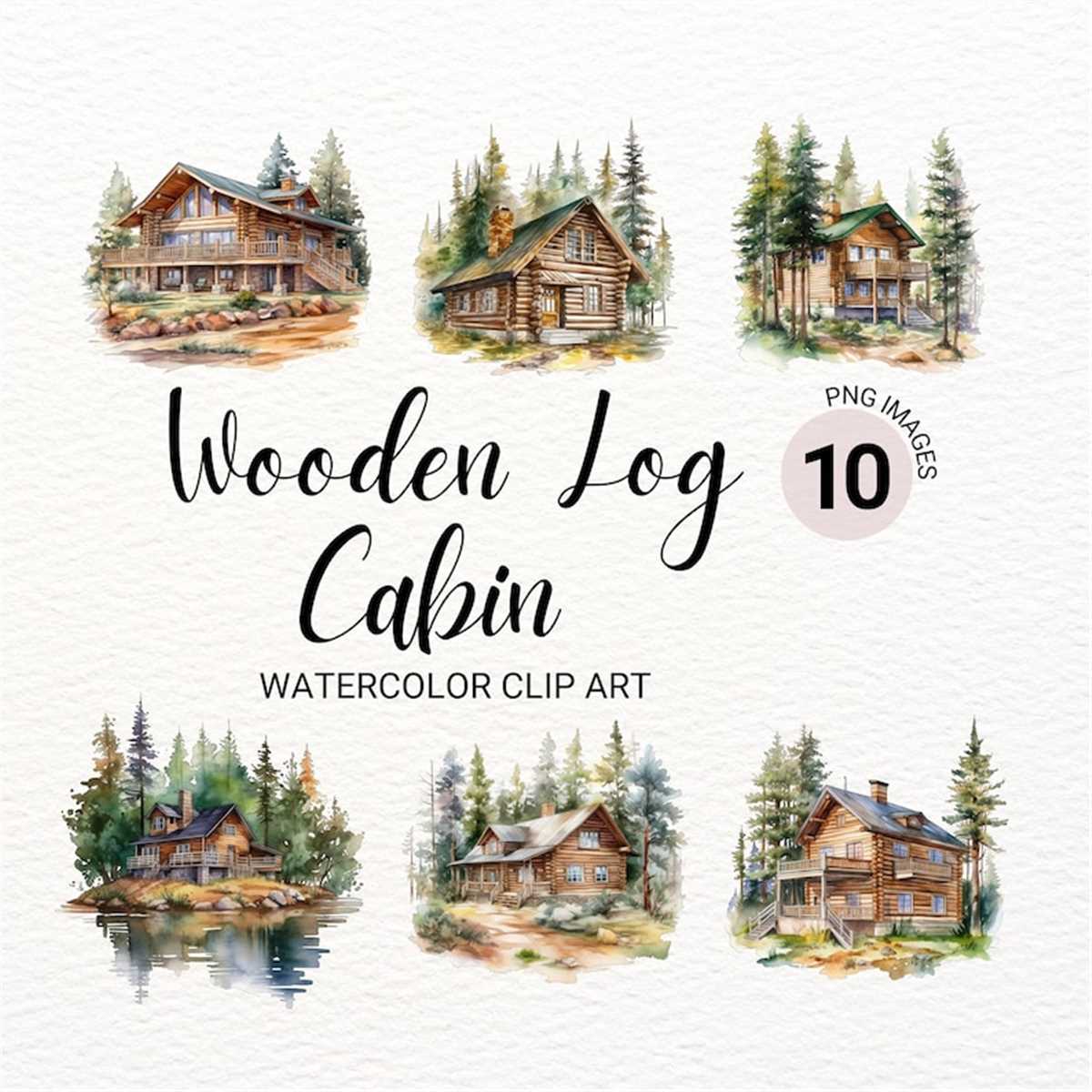Watercolor Wooden Cabin Clipart | Log Cabin PNG | House in t | Inspire ...
