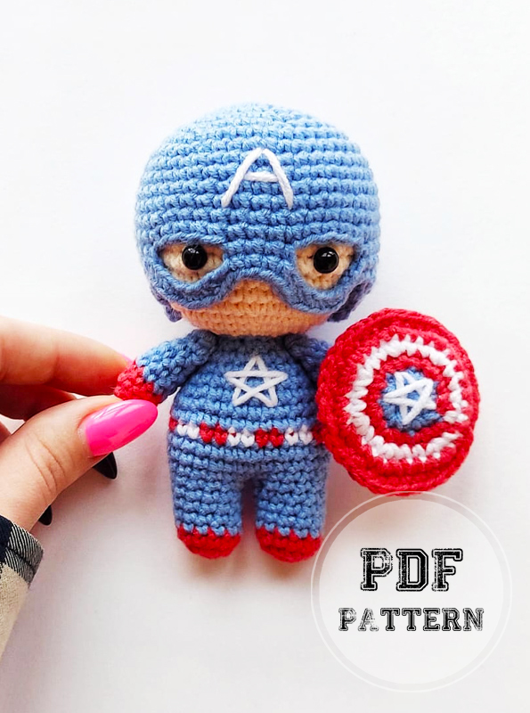 Crochet Captain America PDF Amigurumi Pattern | Inspire Uplift