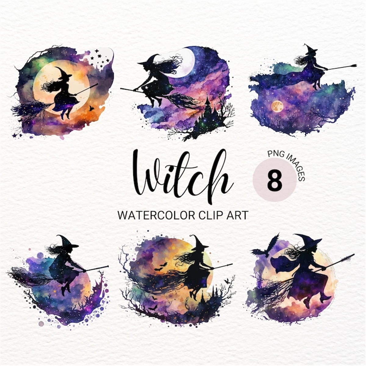 Watercolor Witch Clipart | Halloween Witch PNG | Digital Pla | Inspire ...