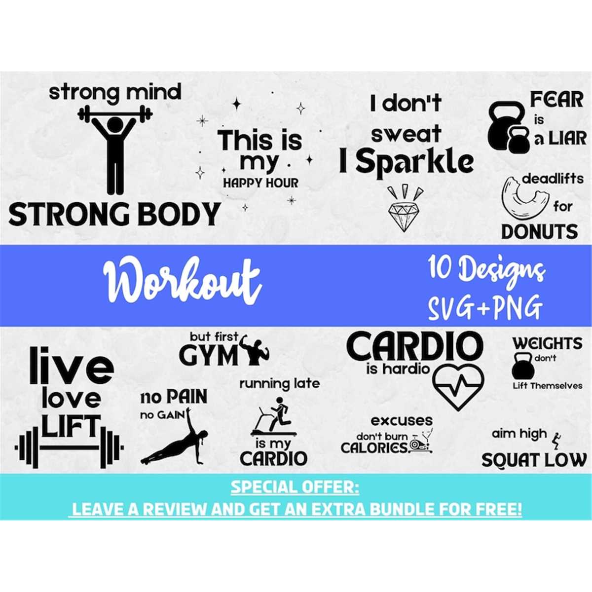 Workout SVG Bundle, Gym SVG, Svg Files for Cricut, Weightlif | Inspire ...
