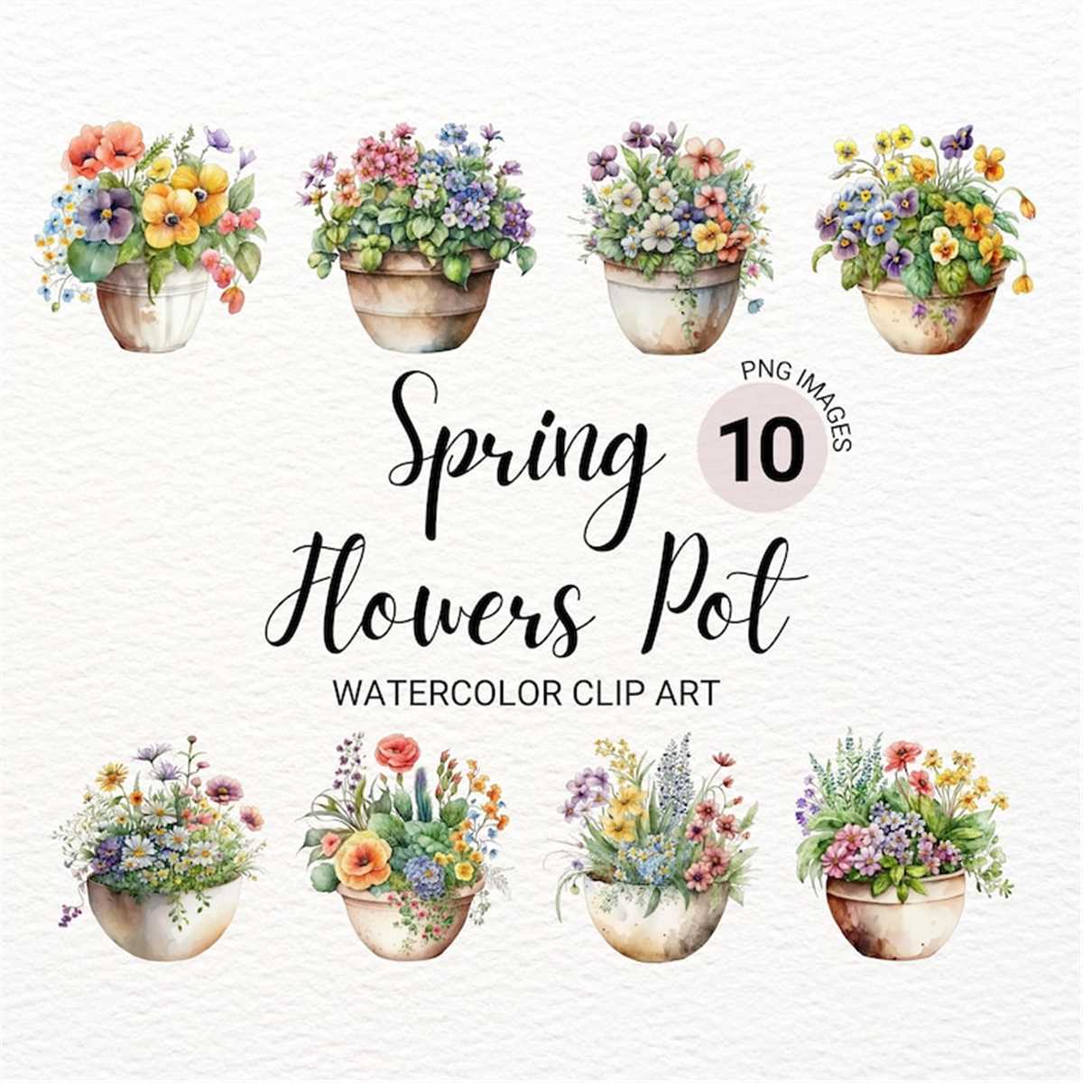 Spring Flowers Pots Clipart | Floral PNG | Watercolor Flower | Inspire ...