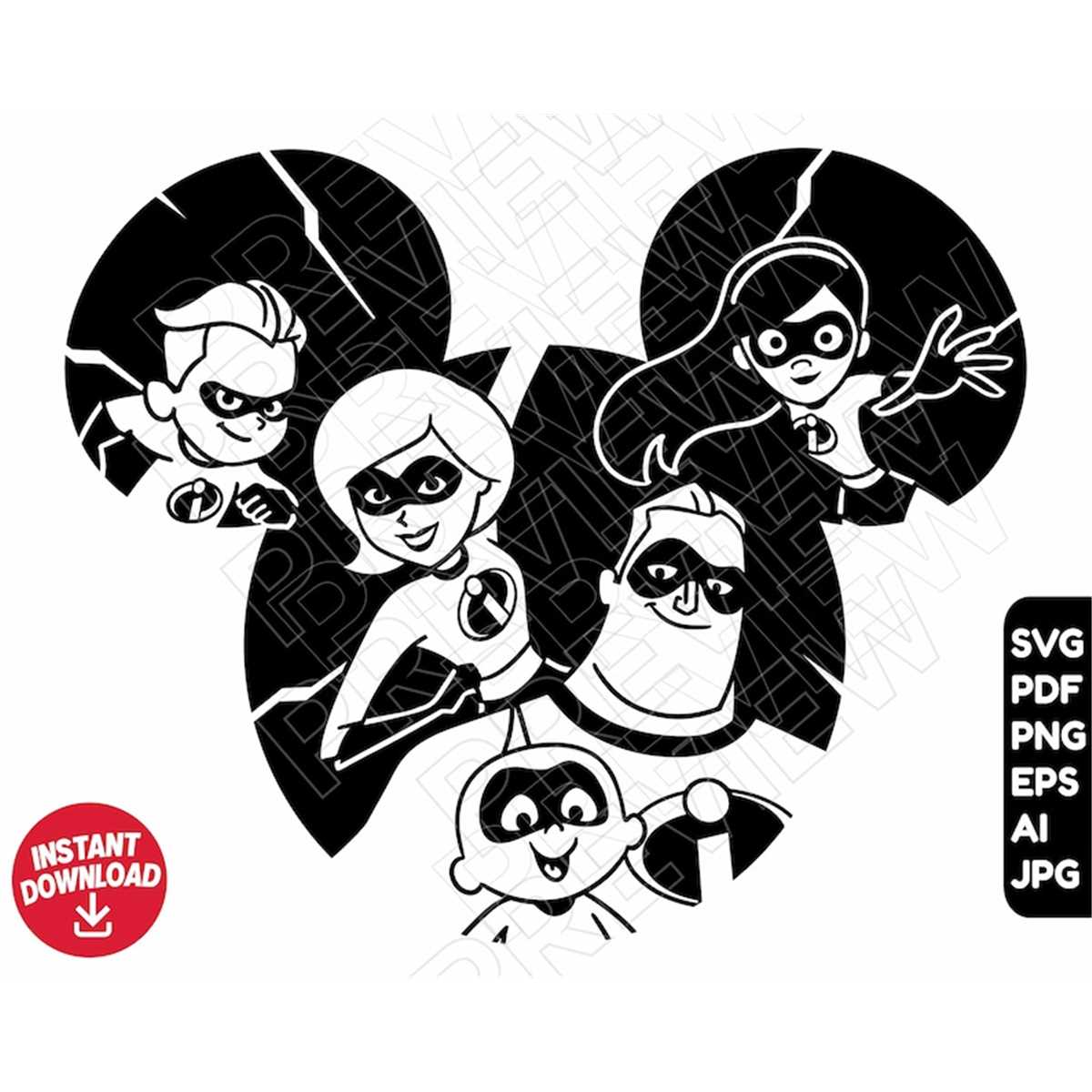 The incredibles SVG Disneyland png clipart , cut file silhou - Inspire ...