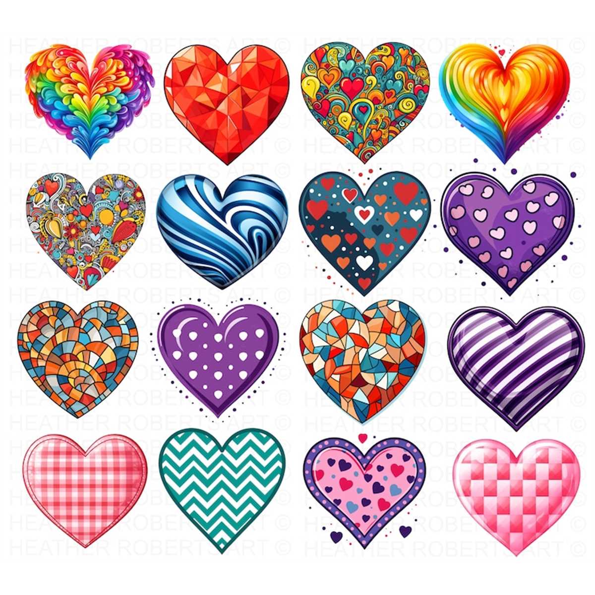 Heart Clipart Set, Valentine's Day Clip Art Set, Hearts PNG, | Inspire ...