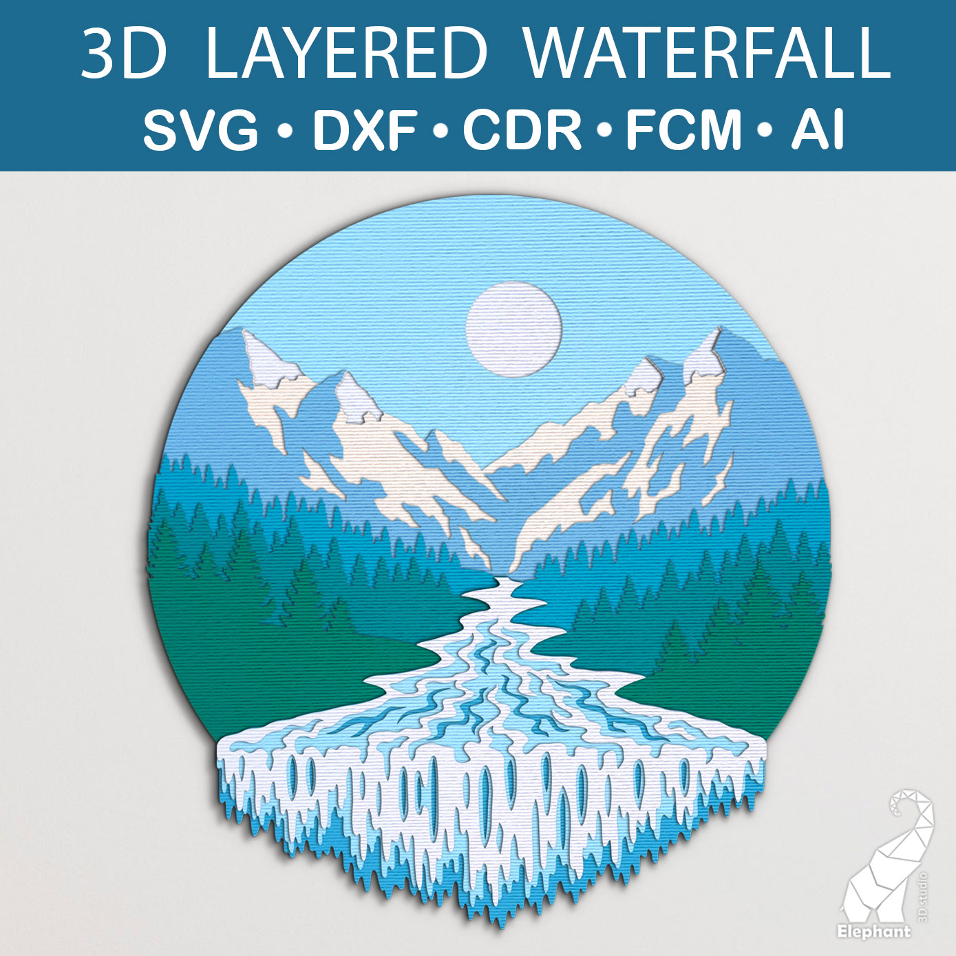 3D layered waterfall in the mountains template – SVG for Cri - Inspire ...