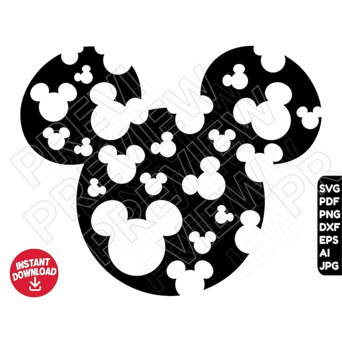 Mouse SVG ears svg png dxf, cut file outline silhouette - Inspire Uplift