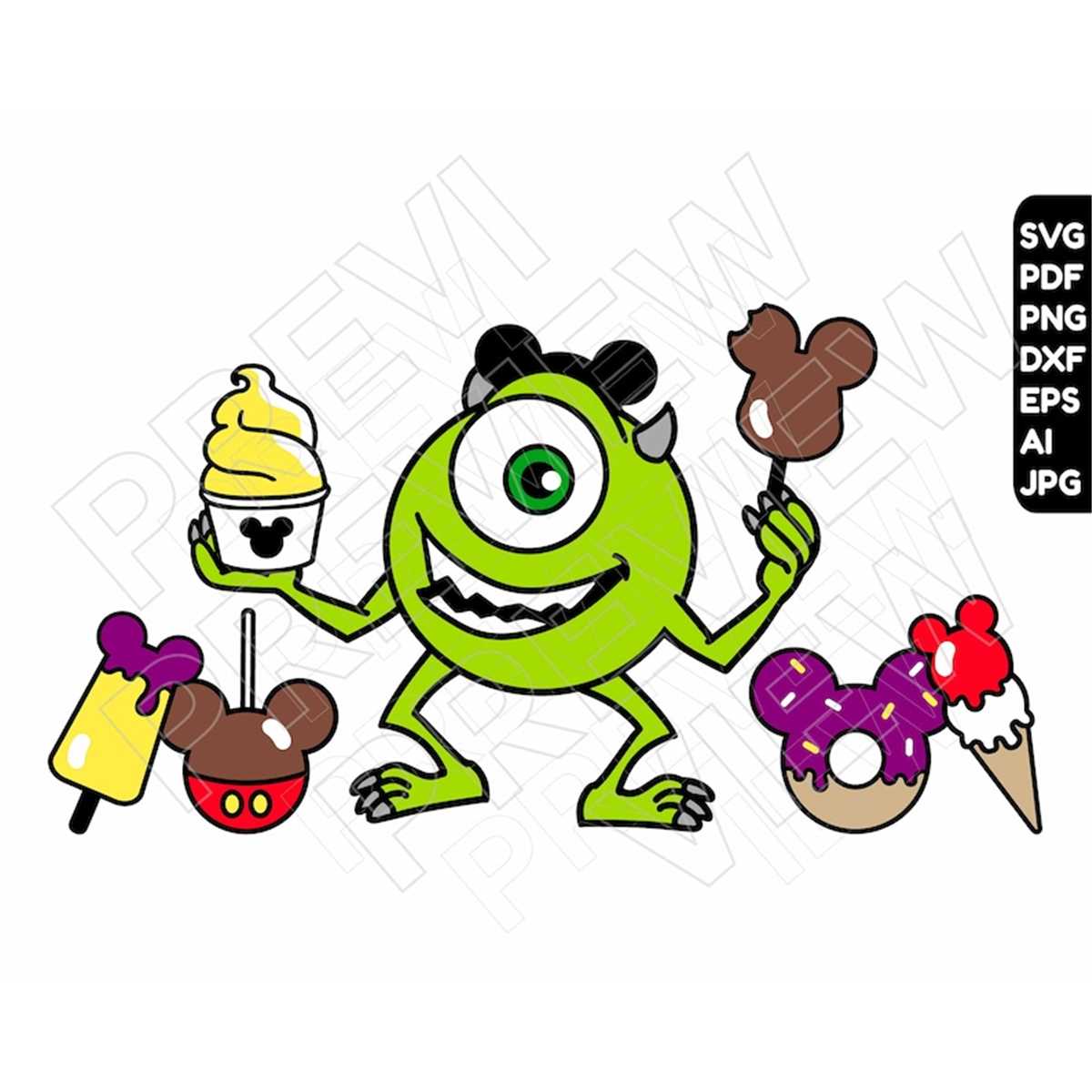 Monsters inc SVG Mike Wazowski disneyland snacks dxf png cli - Inspire ...