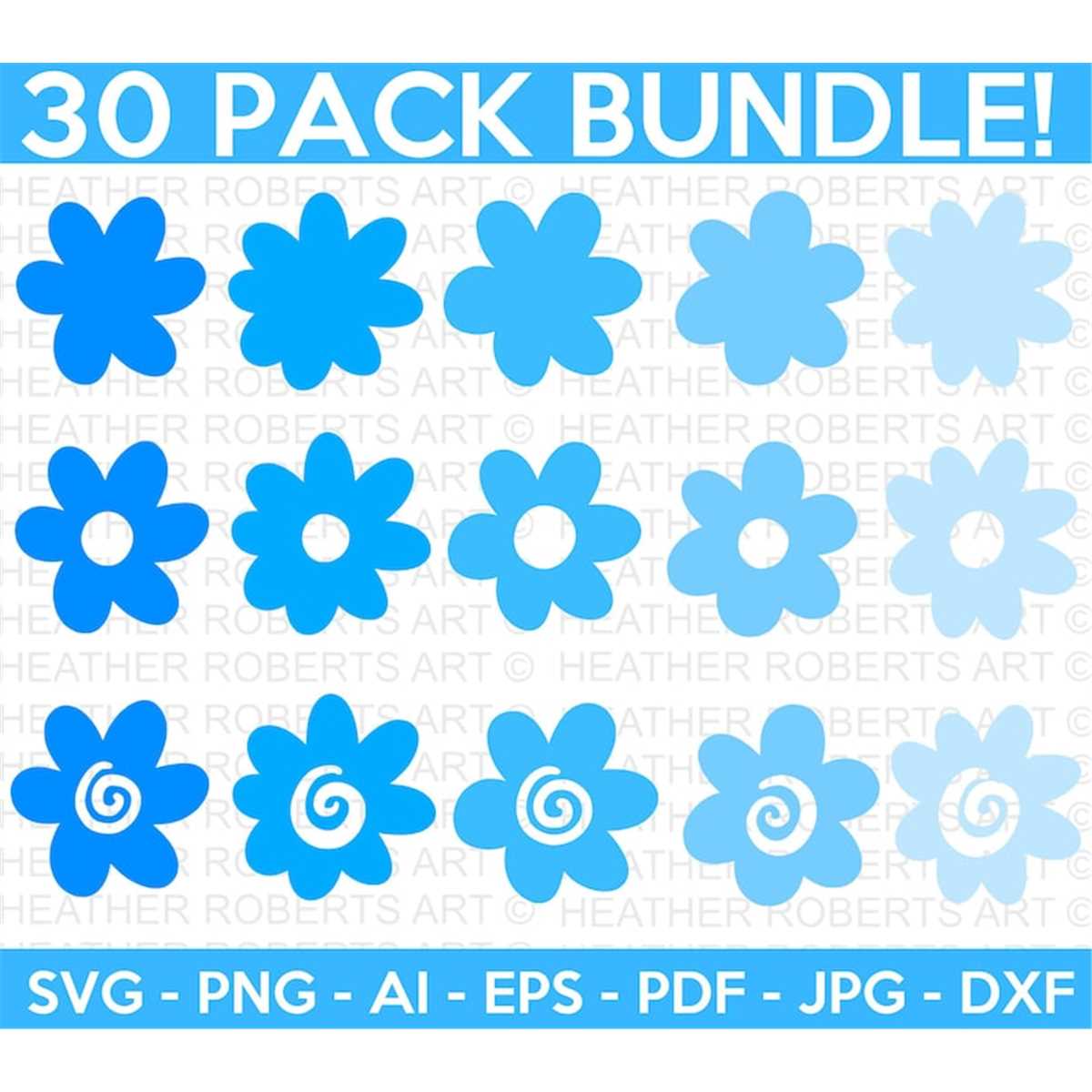 Blue Flowers SVG Bundle, Flowers Svg, Spring Svg, Floral SVG | Inspire ...