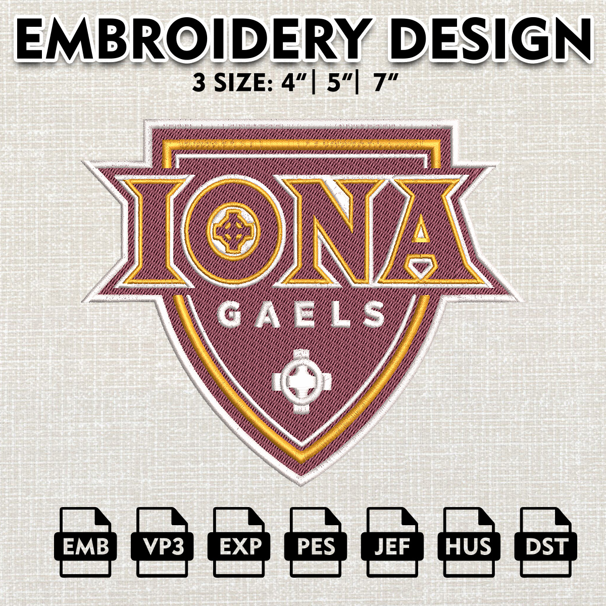 NCAA Logo Embroidery Designs, Iona Gaels Embroidery Files, N | Inspire ...