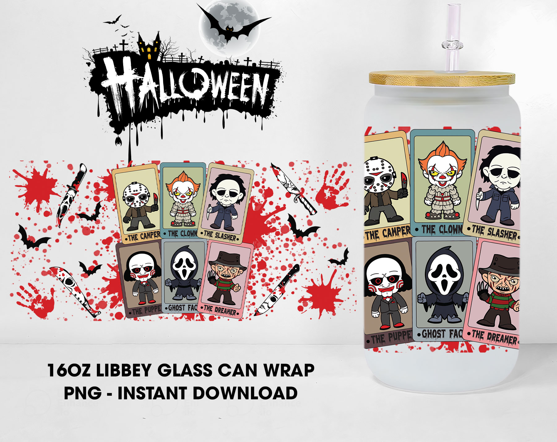 Chibi Killers Tarot Card Libbey Glass Can Design, Movie Kill | Inspire ...