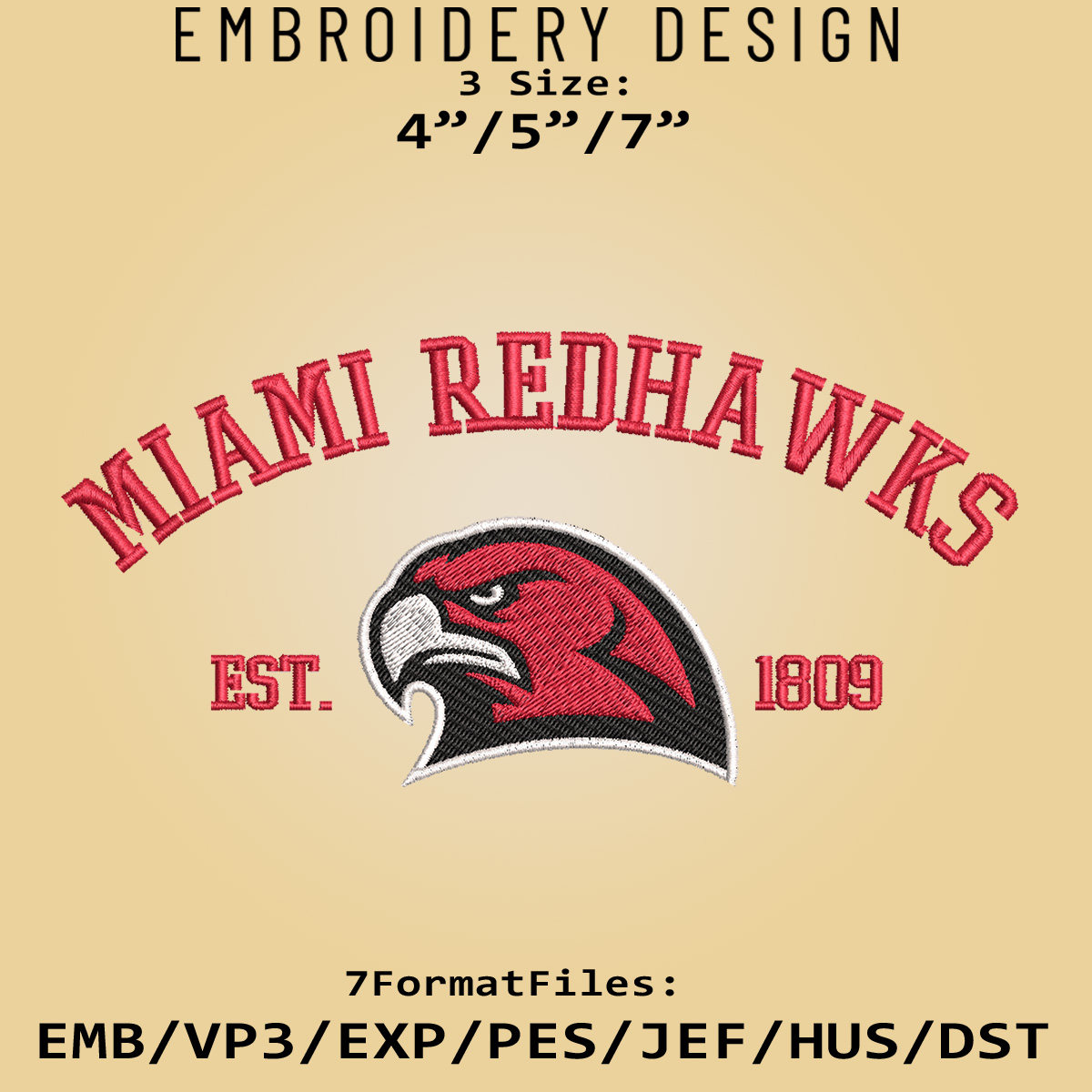 Miami RedHawks embroidery design, NCAA Logo Embroidery Files | Inspire ...