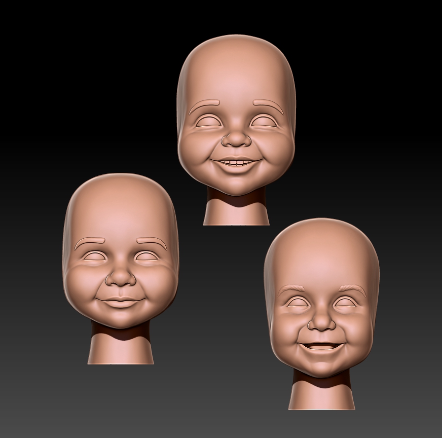 3D STL Model file Children's faces for dolls for CNC Router | Inspire ...
