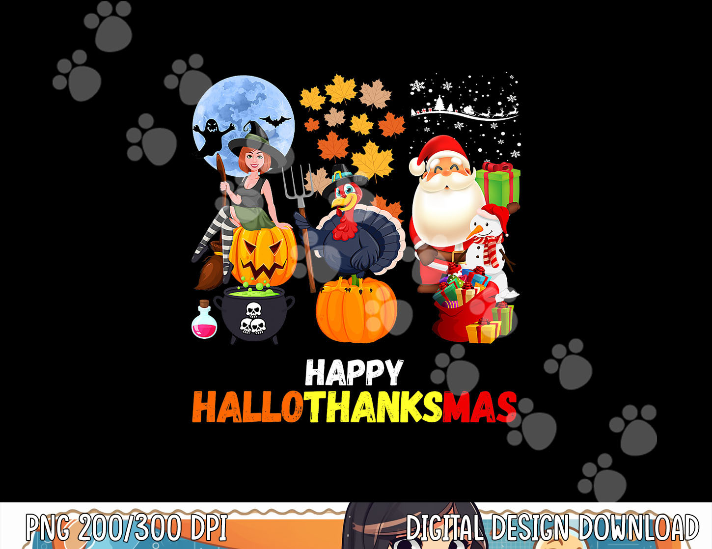 Happy Hallothanksmas Cute Gnomes Fall Halloween Women Girls | Inspire ...