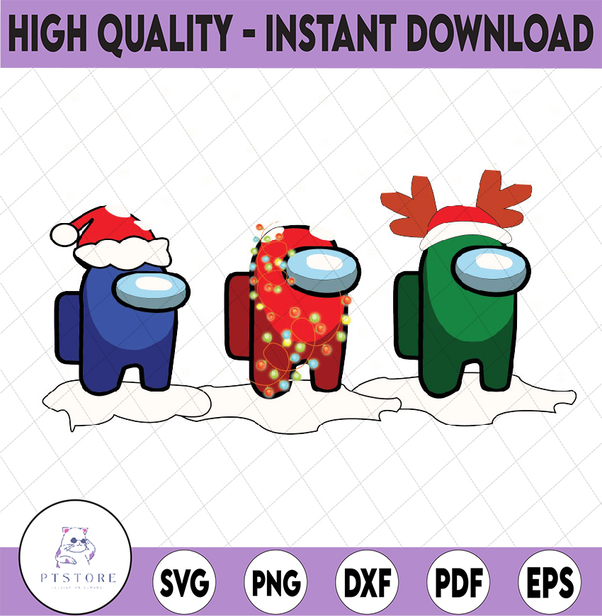 Among Game Us Sus Santa Hat Reindeer Christmas svg png dxf e | Inspire ...