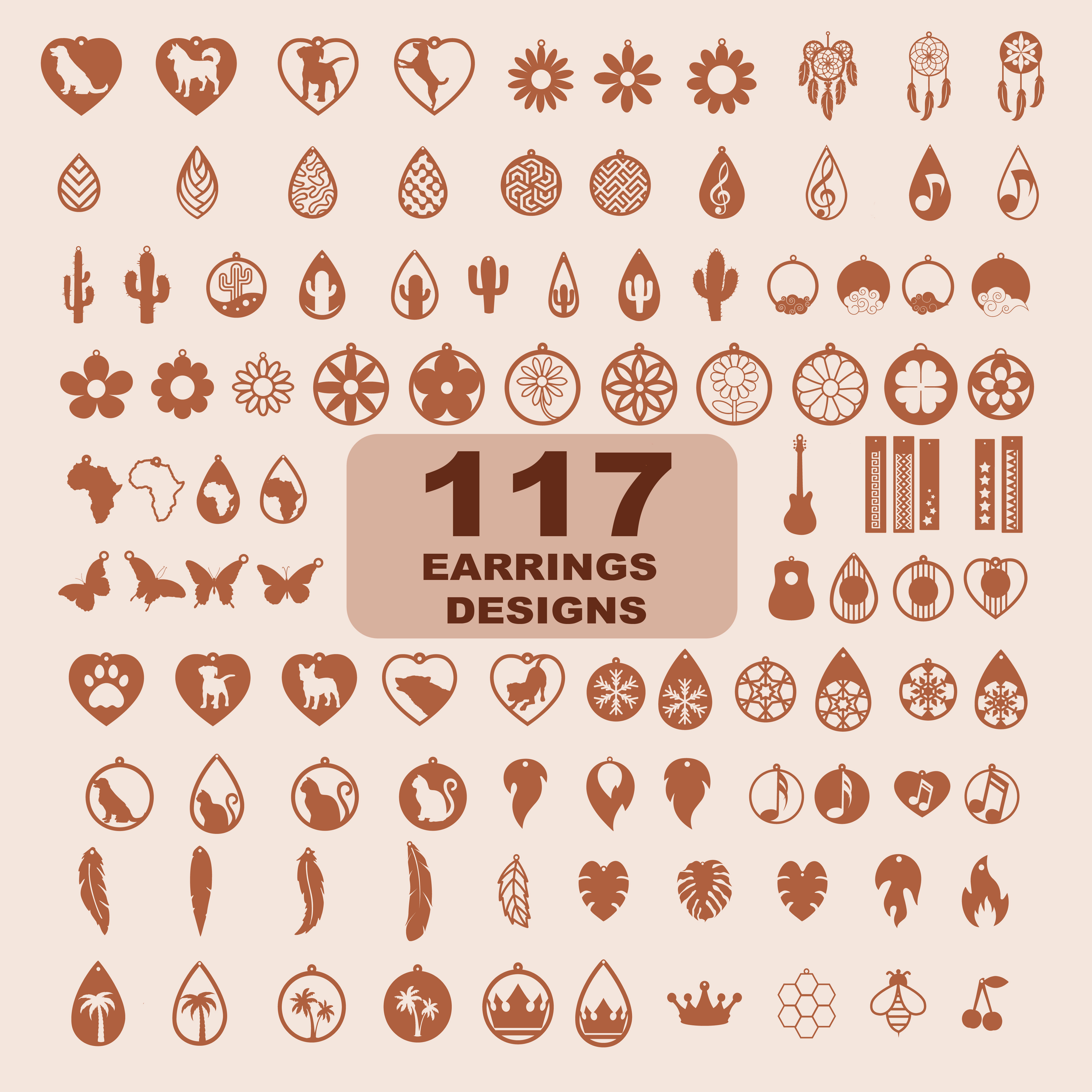 Earrings SVG Bundle, Earring Templates For Laser Cutting, Cr | Inspire ...