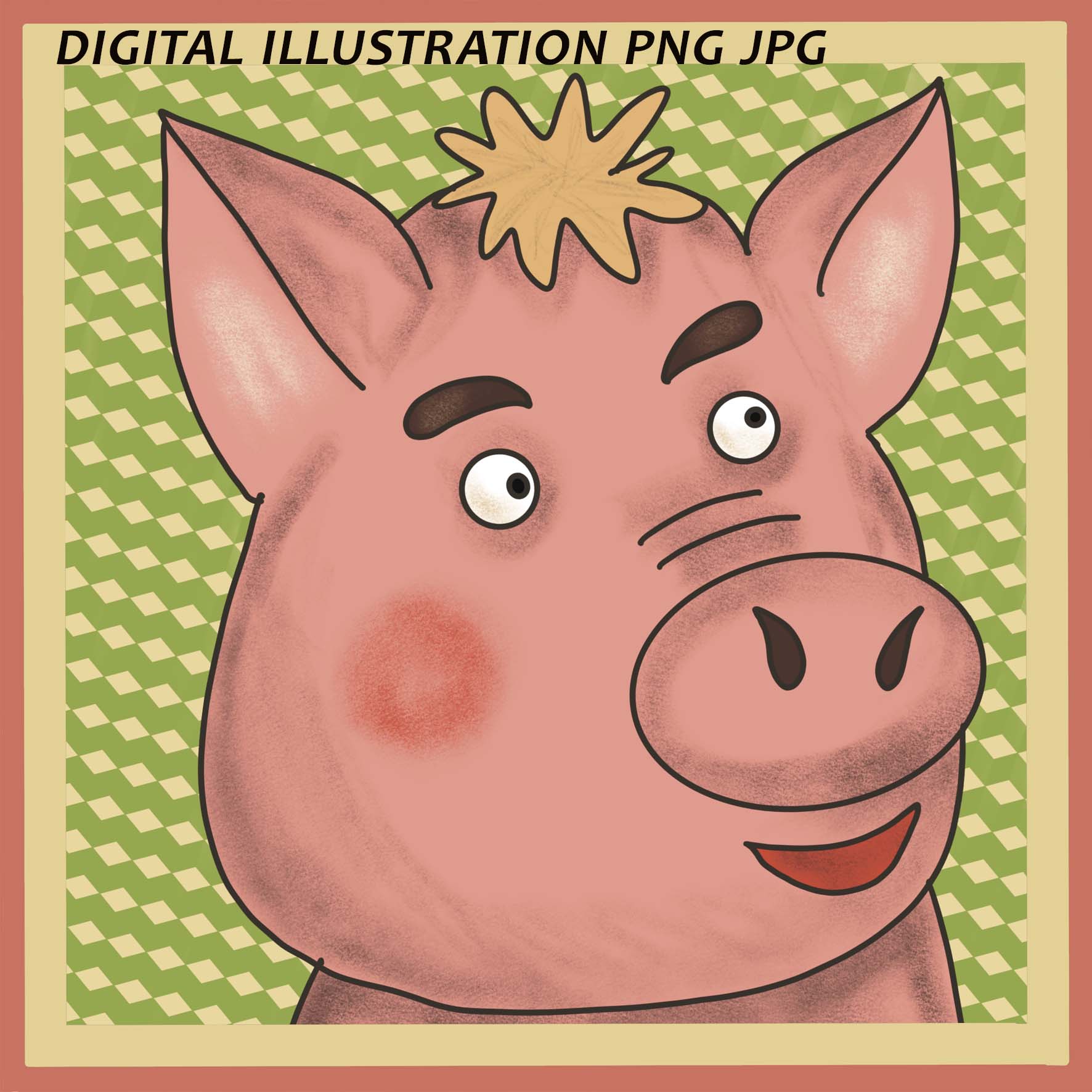 PIG portrait, PIG illustration, unique digital artwork - Inspire Uplift