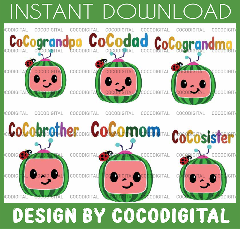 Bundle 6 files Cocomelon Family svg, Coco Melon svg, Cocomel | Inspire ...