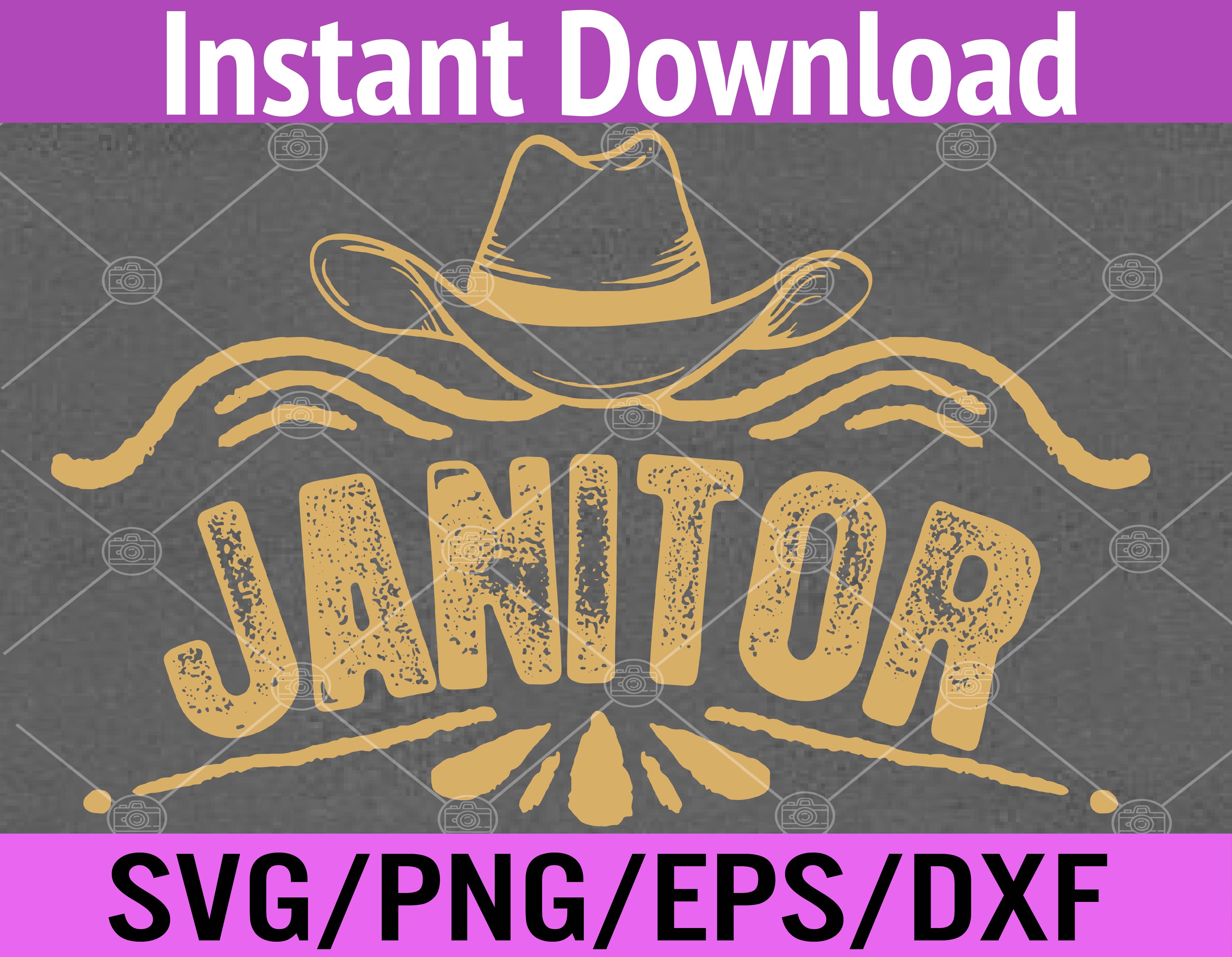 Cowboy Janitor, Janitor with Cowboy Hat Svg, Eps, Png, Dxf, | Inspire ...