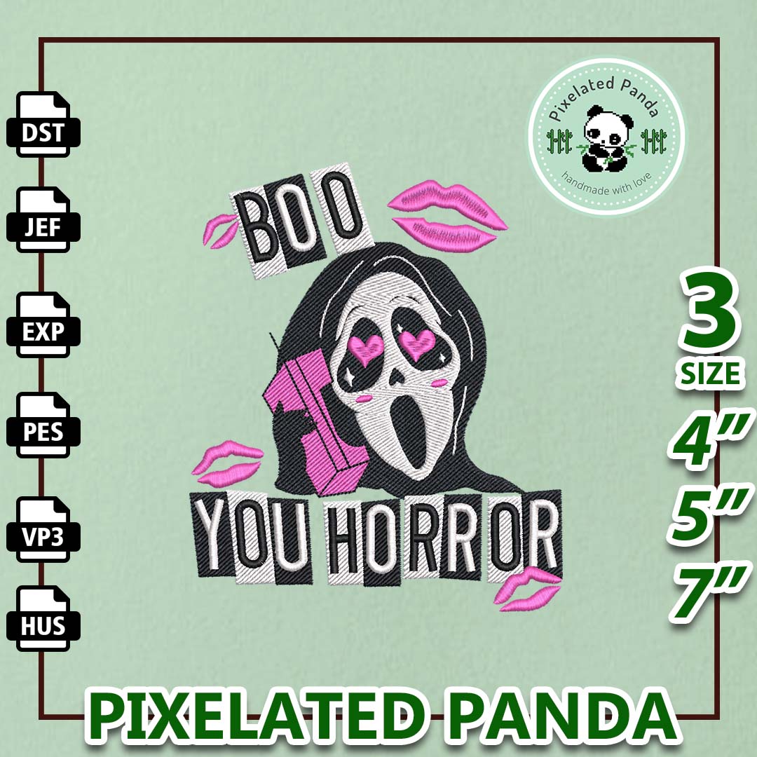 Face Ghost Embroidery Design, Boo You Horror Halloween Horro | Inspire ...