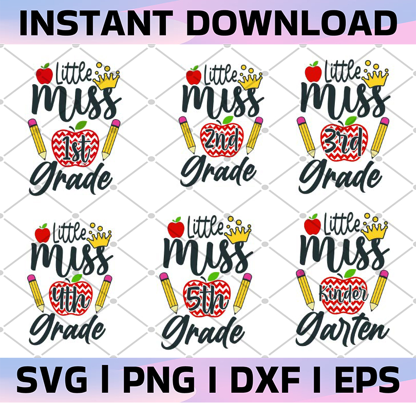Little Miss First Grade Svg, 1st 2nd 3rd 4th 5th Grade, Litt | Inspire ...