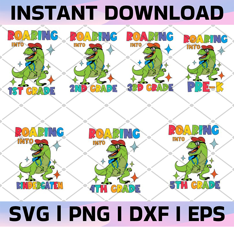 Roaring Into Kindergarten Svg,Back To School Svg, Bundle, Cr - Inspire ...