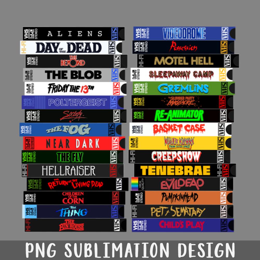 VHS 80s Horror Movie Stacks PNG Download | Inspire Uplift