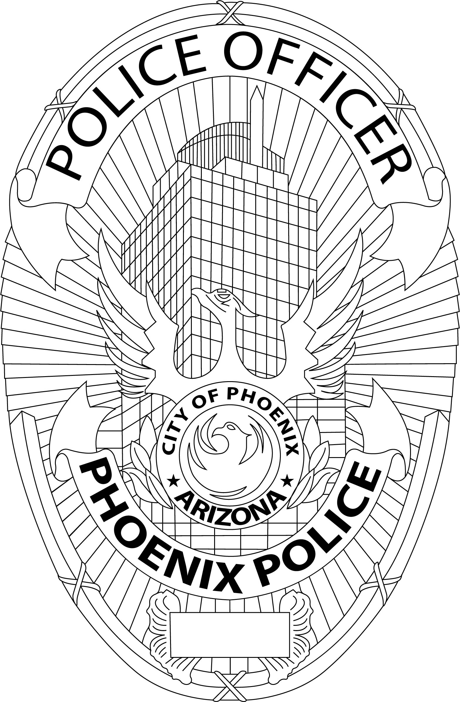 OFFICER PHOENIX POLICE BADGE VECTOR FILE Black white vecto | Inspire Uplift