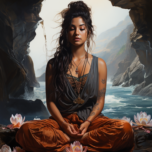 Serenity's Gaze: A Bohemian Soul Amidst Sea's Grandeur | Inspire Uplift