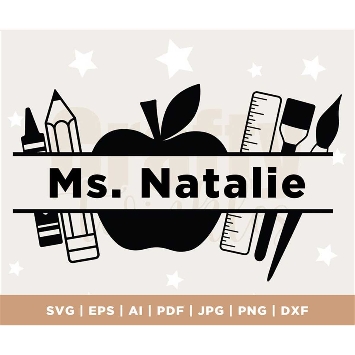 Teacher SVG, Teacher Split Monogram SVG, School Supplies SVG | Inspire ...