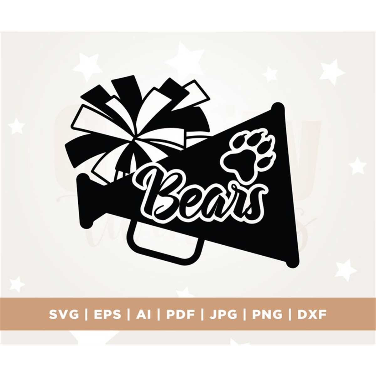 Bears svg, Bear cheer svg, Cheerleader svg, pom pom svg, che - Inspire ...
