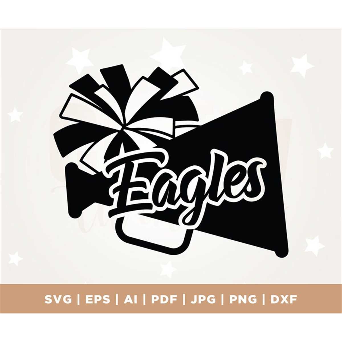 Eagles svg, Cheerleader svg, pom pom svg, megaphone cheer sq - Inspire ...