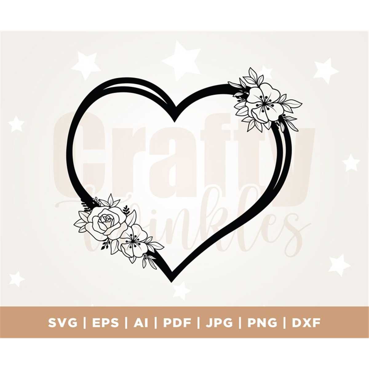 Heart flower spray SVG design, Floral border SVG, Cricut, He - Inspire ...