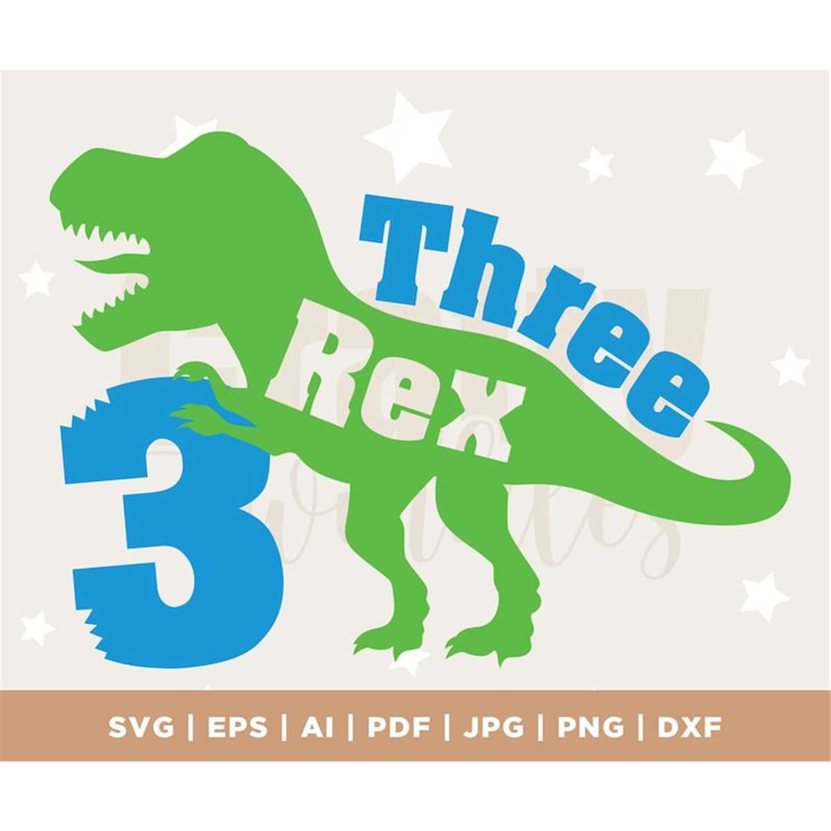 Three Rex Svg, 3rd Birthday Svg, Dinosaur Birthday Svg Dxf E | Inspire ...