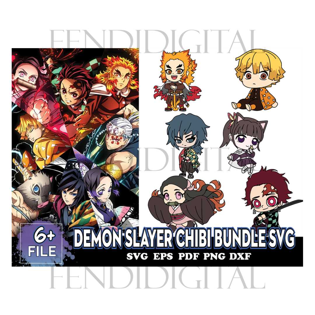 Demon Slayer Chibi Bundle Svg, Chibi Anime Svg - Inspire Uplift