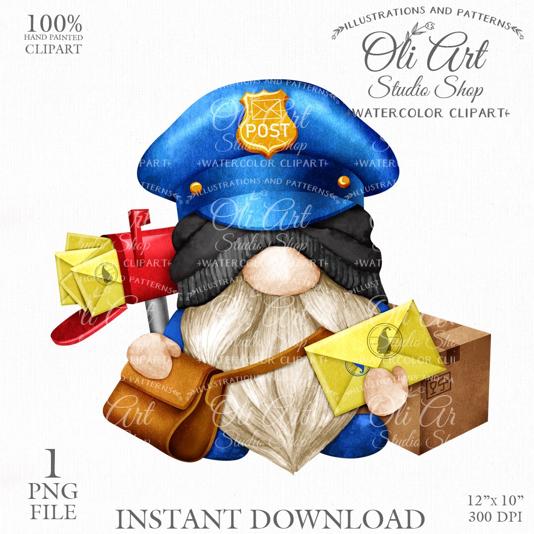 Postman Gnome Clip Art. PNG. Letter, Package. Instant Downlo | Inspire ...