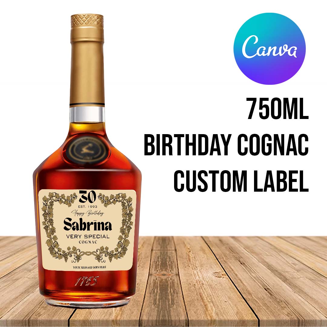 Personalized 750ML Birthday Cognac Custom Label, Cognac Styl - Inspire ...