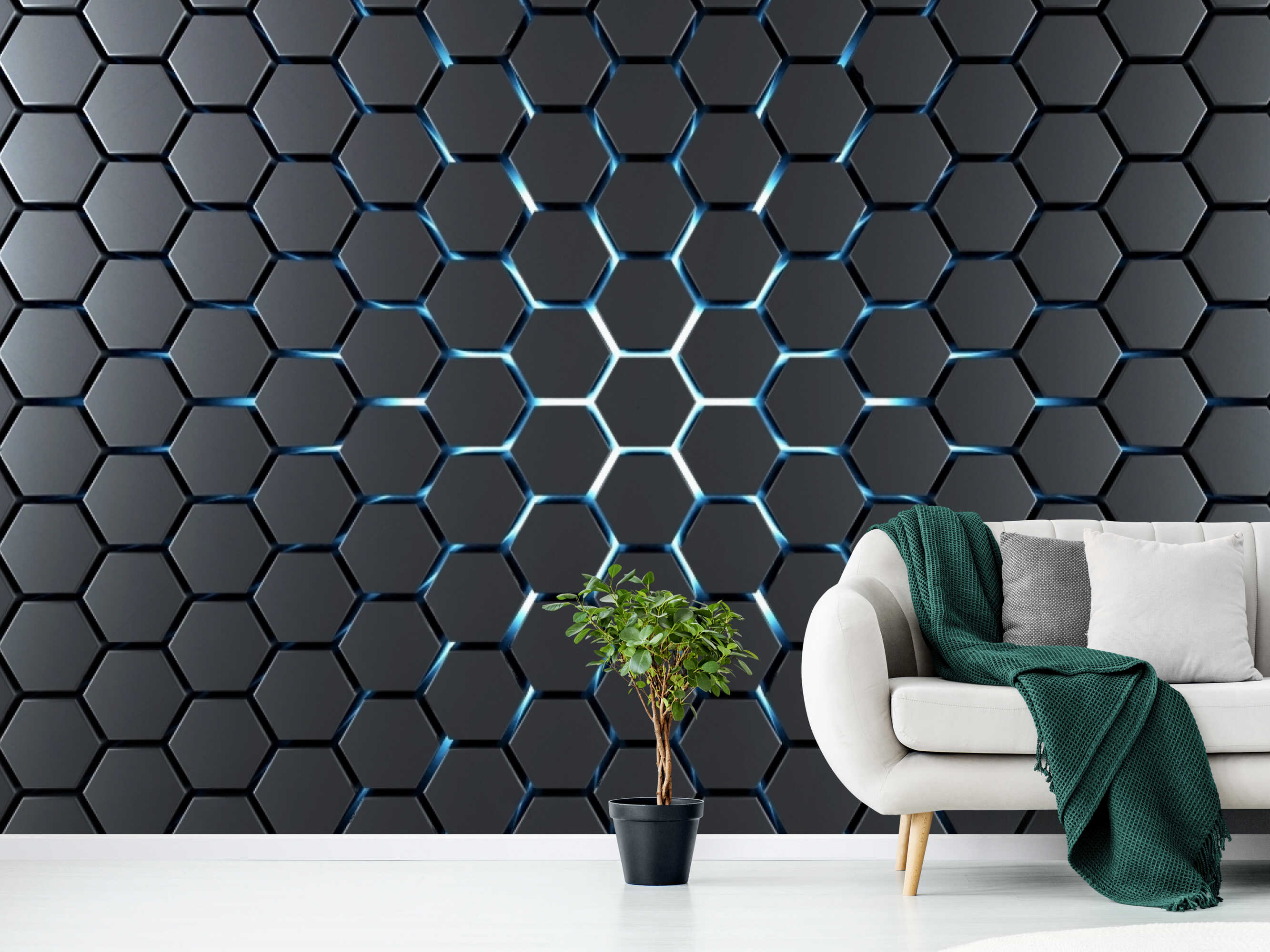 Neon Blue 3D Wallpaper Wall Mural - Your Futuristic Space | Inspire Uplift