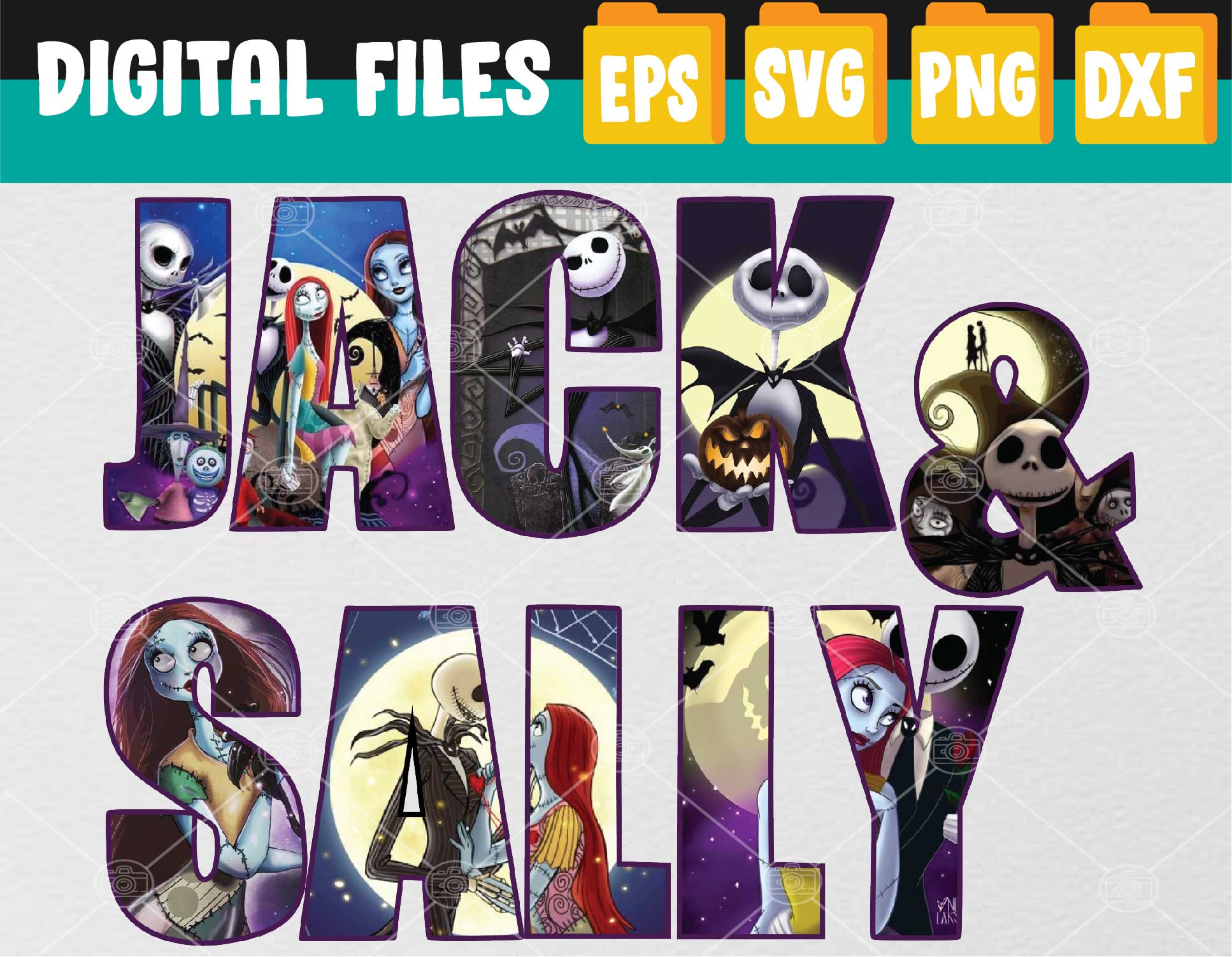 Jack and sally svg, Jack skellington Svg, Eps, Png, Dxf, Dig - Inspire ...