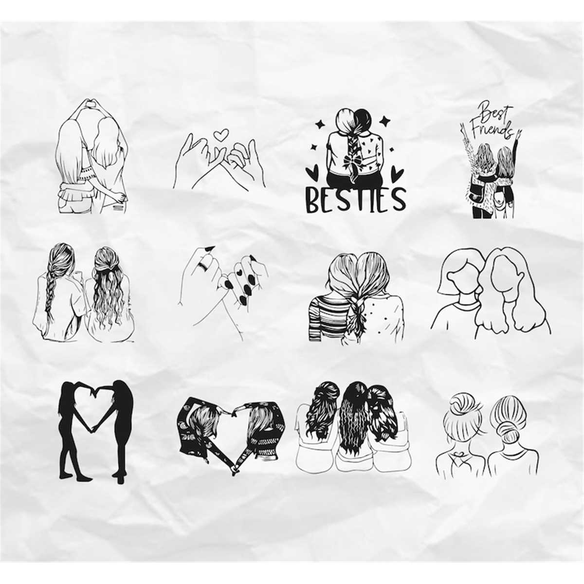 Girlfriends Svg, Group of Girls Svg, Friends Svg, Vector Cut | Inspire ...