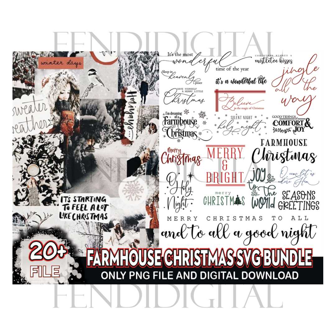 Farmhouse Christmas Svg Bundle, Christmas Svg, Farmhouse Sig | Inspire ...