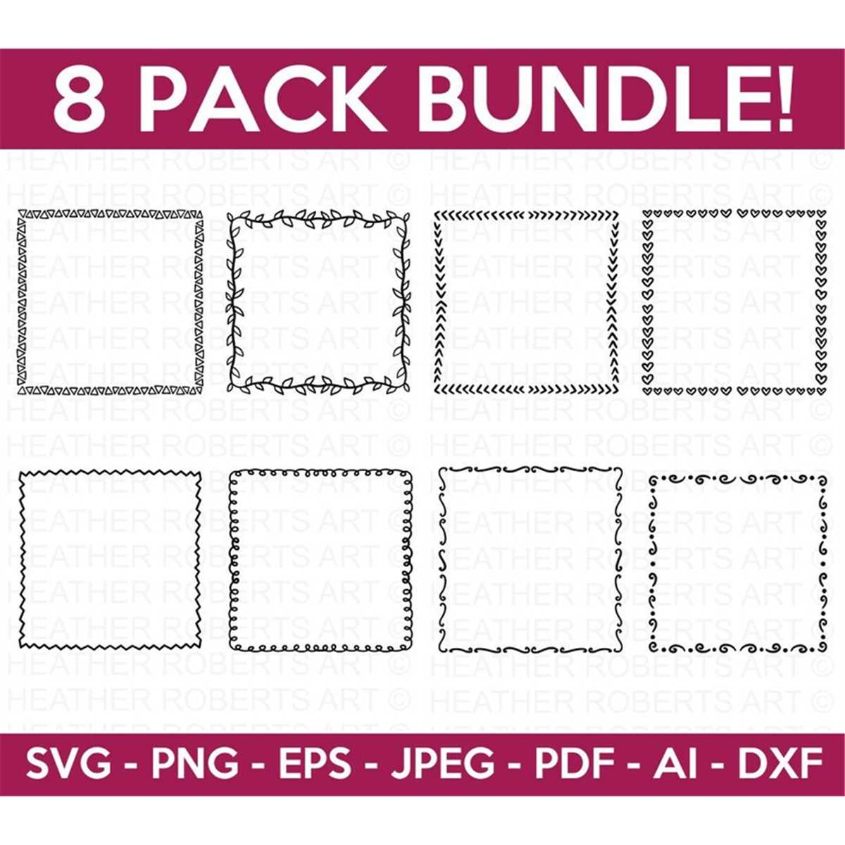 Frame Border SVG Bundle, Square Frames SVG, Fancy Borders SV | Inspire ...