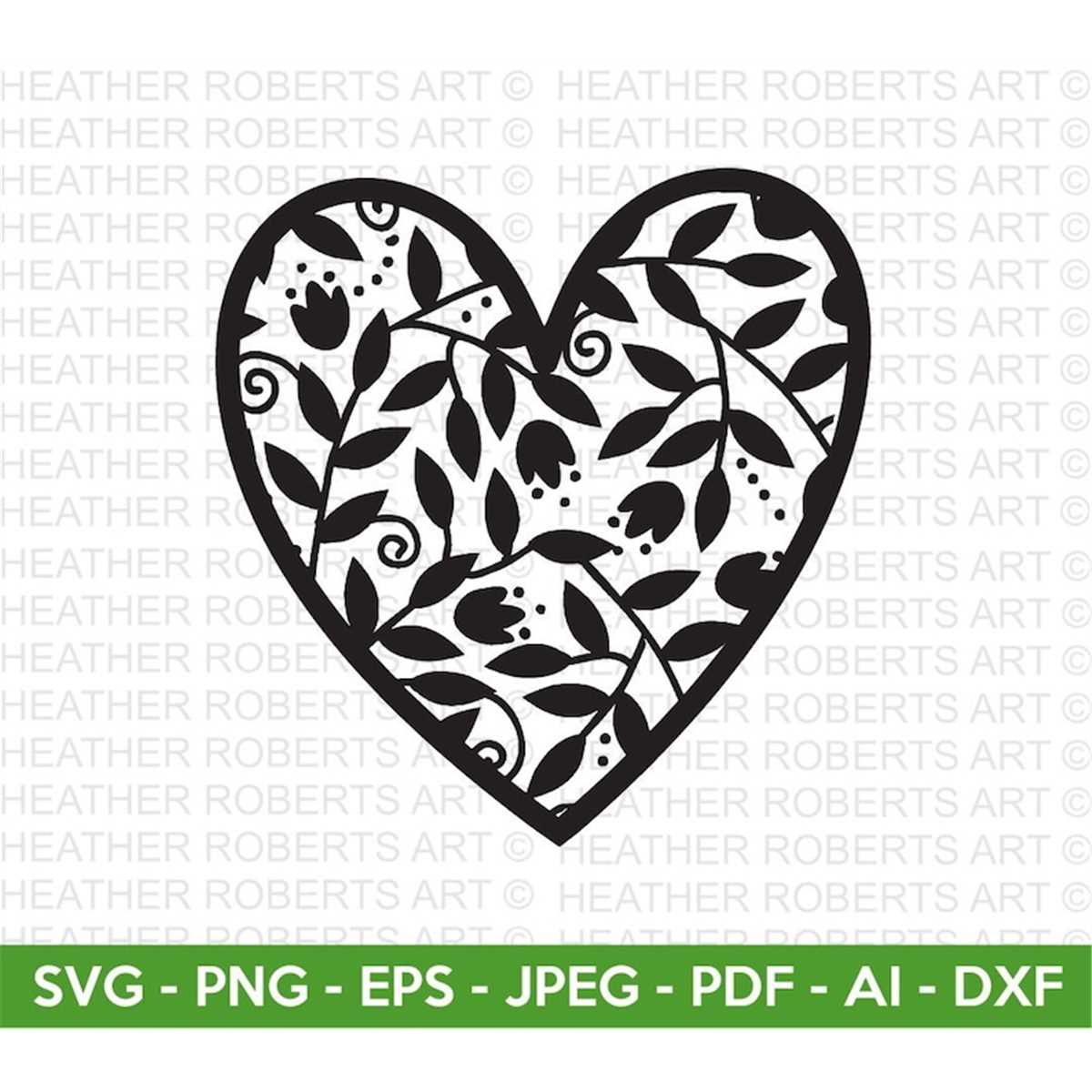 Leaves Pattern Heart Svg, Heart SVG, Hand-drawn Heart svg, V - Inspire ...
