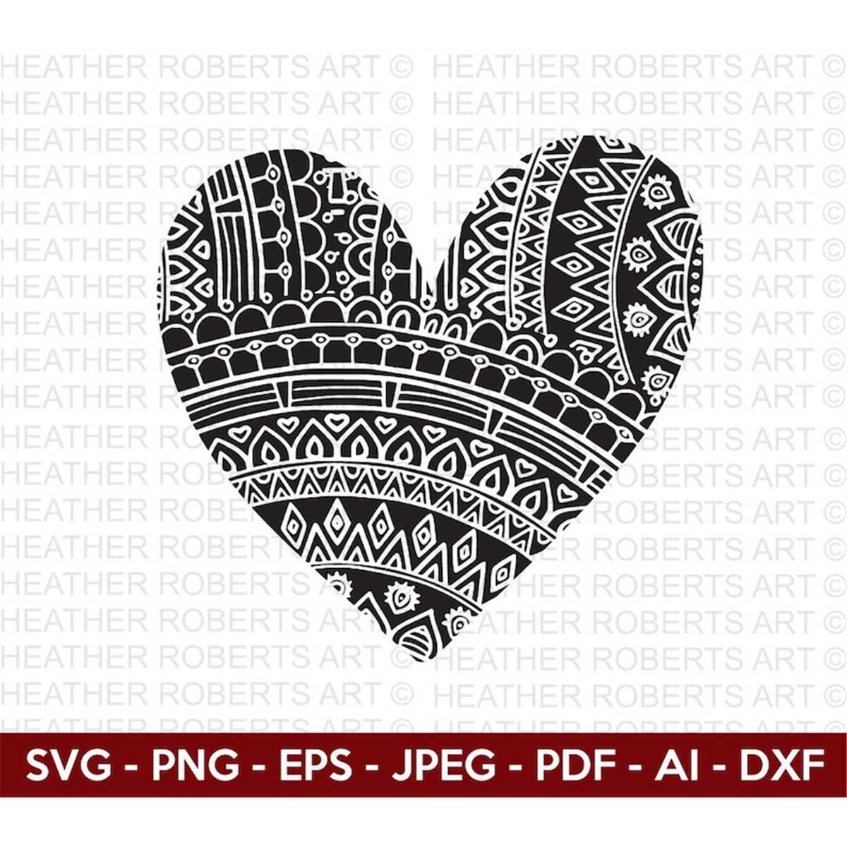 Mandala Pattern Heart Svg, Heart SVG, Hand-drawn Heart svg, | Inspire ...
