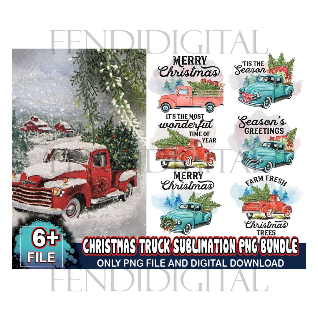 Christmas Truck Sublimation PNG Bundle, Christmas Png, Chris | Inspire ...
