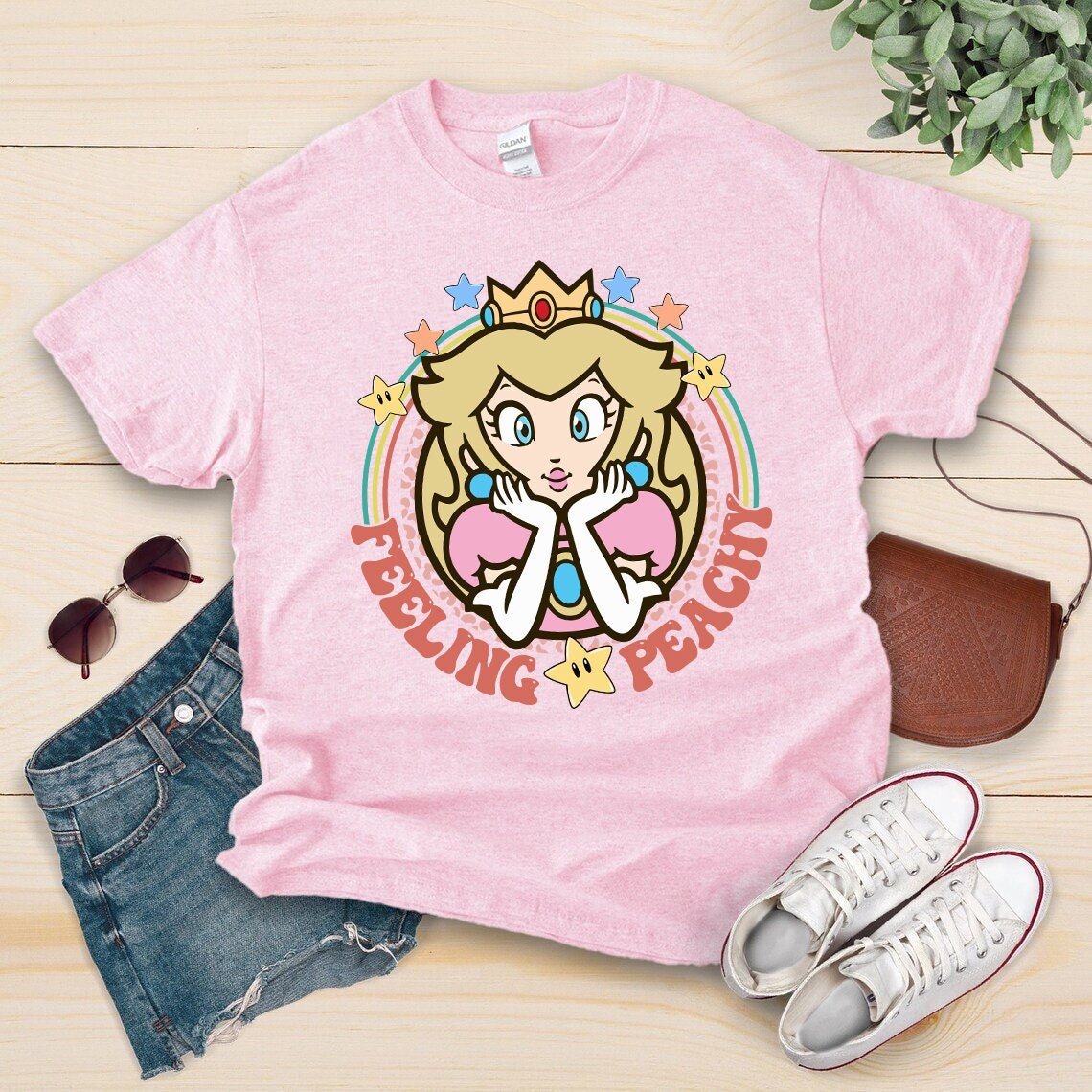 Retro Princess Peach Star Shirt, Princess Peach Crown Mario | Inspire ...