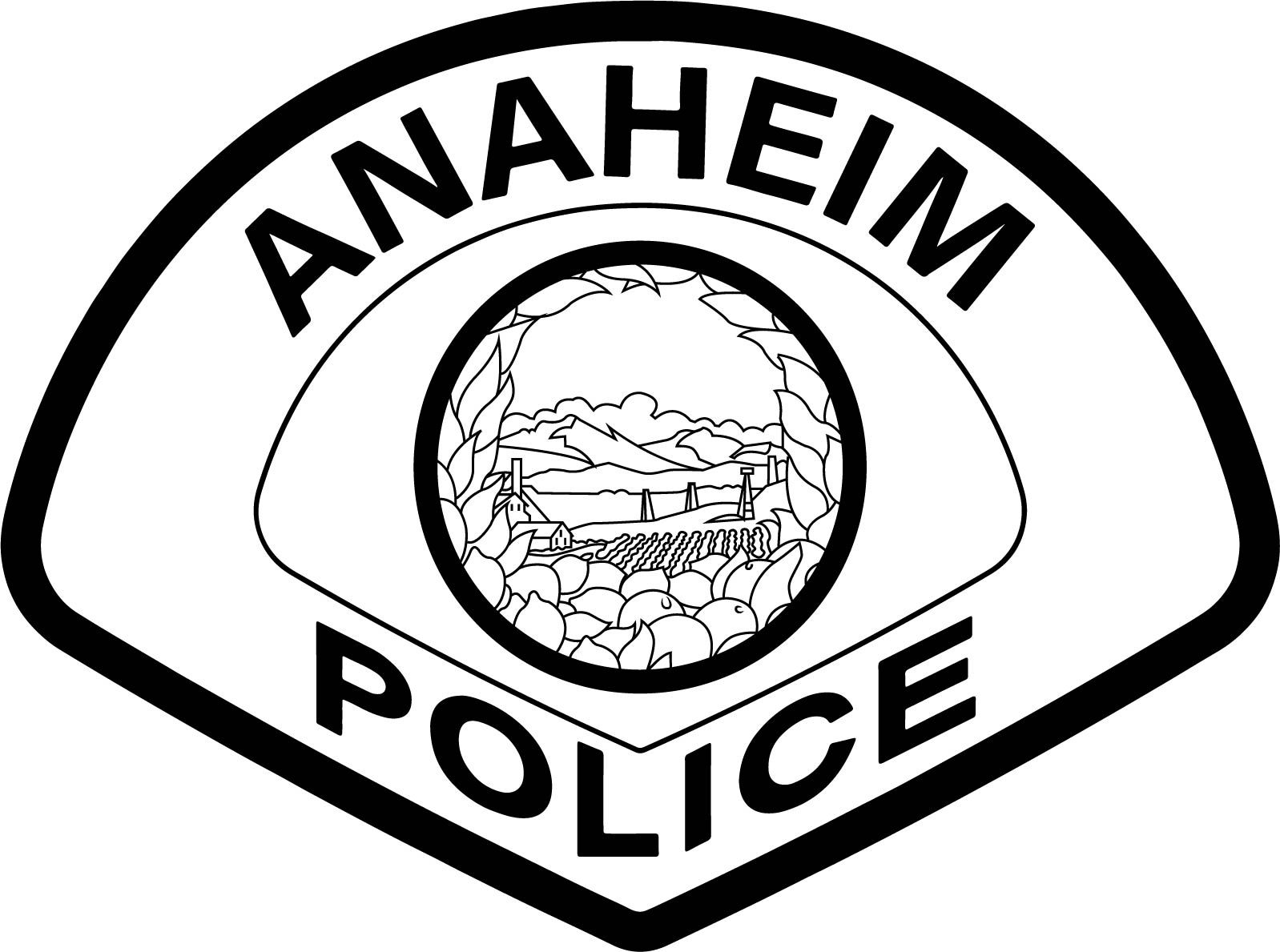 ANAHEIM POLICE PATCH VECTOR FILE Black white vector outline | Inspire ...