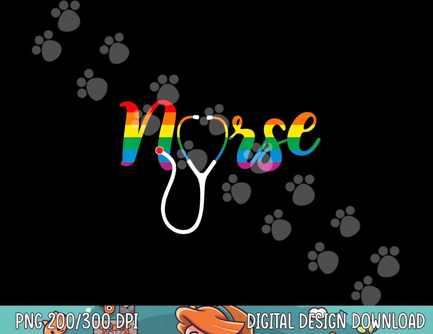 Nurse Rainbow png, sublimation copy | Inspire Uplift