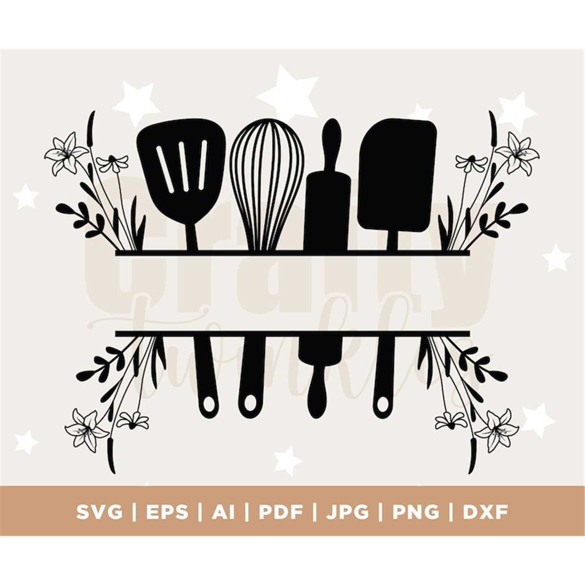 Kitchen Split Frame SVG, Kitchen Monogram svg, Flourish Kitc - Inspire ...